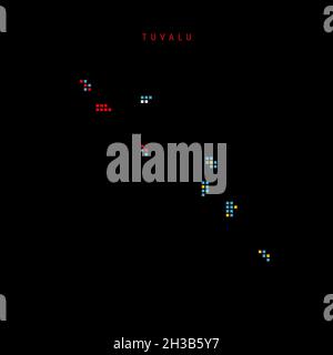 Square dots pattern map of Tuvalu. Ellice Islands dotted pixel map with ...