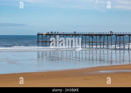 Low tide at Saltburn by the Sea beach, England, UK Stock Photo - Alamy