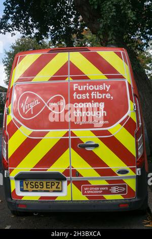 Virgin Media fibre broadband van in south London Stock Photo - Alamy