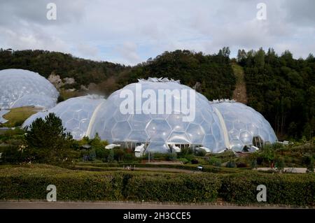 Eden Project eco-park of botanical gardens transparent biome domes ...