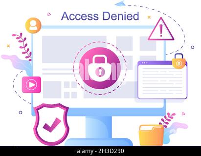 Login Access Denied Vector Illustration. System Refuses Password, Error ...