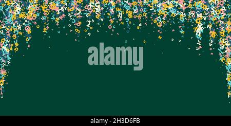 Falling letters of English language. Light flying words of Latin ...