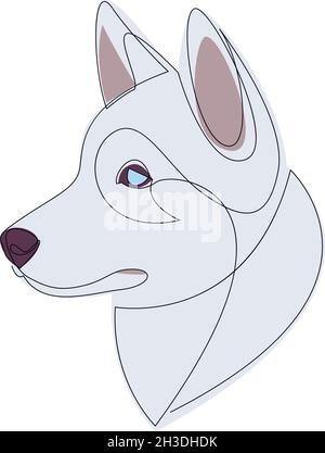 Continuous line Siberian Husky Drawing. Vector illustration one line ...