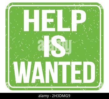 HELP WANTED text written on blue-black grungy stamp sign Stock Photo ...