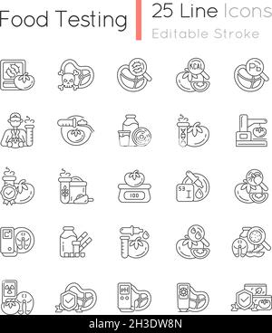 Analysis linear icons set. Examination, Evaluation, Assessment ...