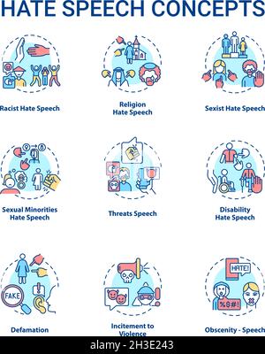 Violence abuse icons set. Outline set of violence abuse vector icons ...