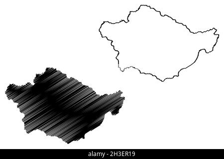 Peddapalli district (Telangana State, Republic of India) map vector ...