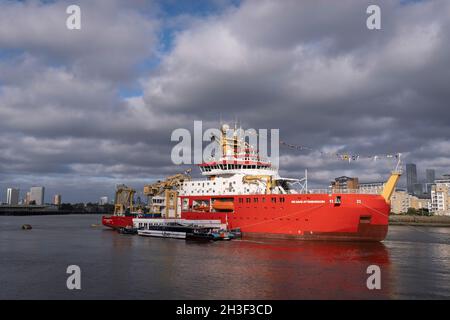 The RRS Sir David Attenborough moored at Liverpool's historic UNESCO ...