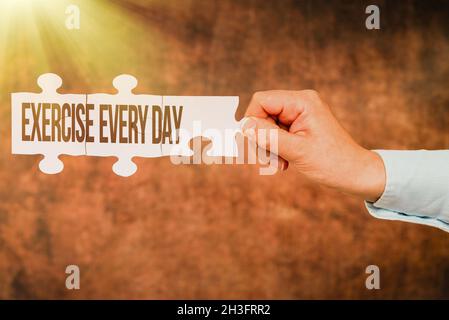 Text sign showing Exercise Every Day. Business photo showcasing move ...