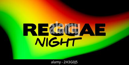 Reggae night party flyer template with curved abstraction on black ...