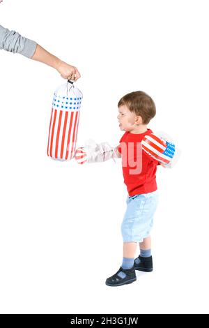 cute boxing kids. american boxer character Stock Photo - Alamy