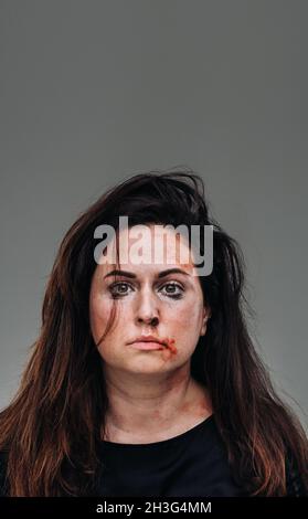 battered abused women concept of crying depair young girl sitting on ...