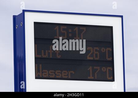 Scoreboard with the temperature of the sea Stock Photo - Alamy
