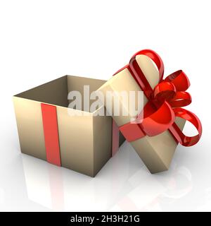 opened gold and red gift box - colorful vivid concept - abstract 3D ...