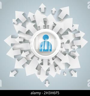 White Ring Centre Arrows PiAd Stock Photo - Alamy