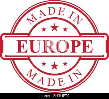 Made in Europe label icon emblem isolated on white background. Vector ...