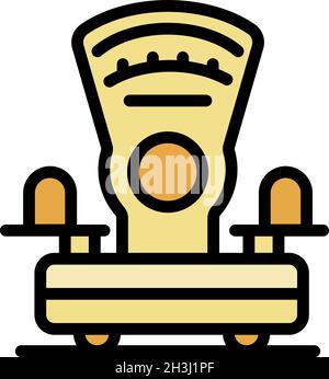 Icon of old mechanical scales. Outline object isolated on white. Vector ...
