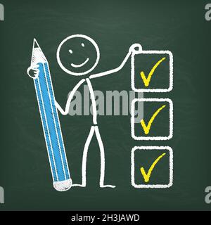 Stickman Pencil Checklist Stock Photo - Alamy