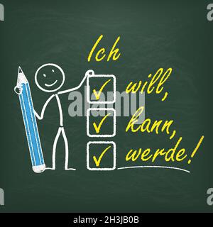 Blackboard Stickman Checklist Stock Photo - Alamy