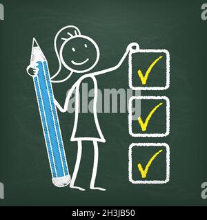 Blackboard Stickman Checklist Stock Photo - Alamy