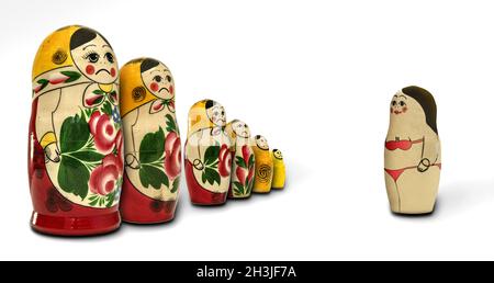 Russian Dolls, matryoshka. Nested or stacking dolls inside each other ...