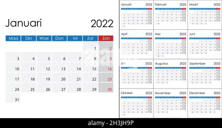 Simple calendar template in Dutch for 2023, 2024, 2025 years. Week ...