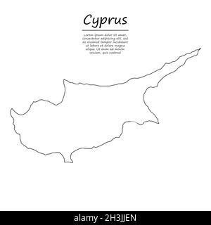 Cyprus map hand drawn sketch. Vector concept illustration flag ...