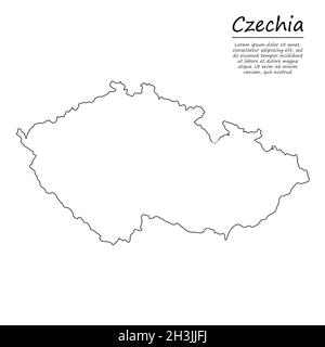 Vector illustrated map of Czechia or Czech Republic with regions and ...