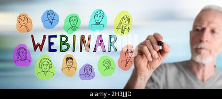 Webinar concept drawn by a man Stock Photo - Alamy