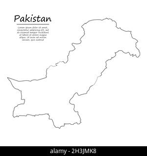 Pakistan map hand drawn sketch. Vector concept illustration flag ...