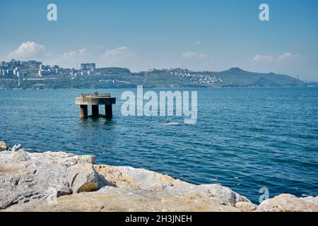 Concrete structure and building in Gemlik Port in Bursa during sunny ...