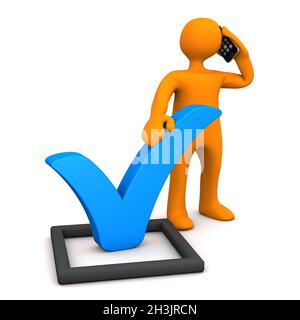 Tick and smartphone Stock Photo - Alamy