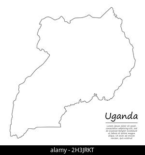 Uganda map in modern style with flag of Uganda on left side. Vector ...
