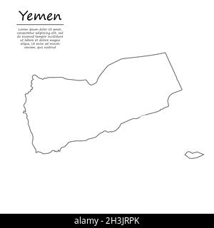 Yemen map in modern style with flag of Yemen on left side. Vector ...