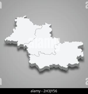 3d isometric map of Cher is a department in France, vector illustration ...