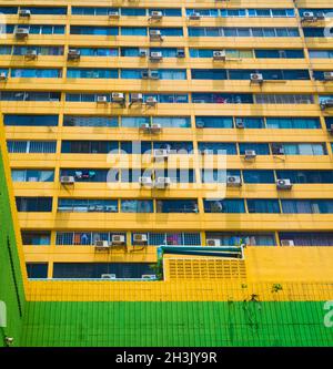 Industrial air conditioning technology - skyscraper rooftop view in ...
