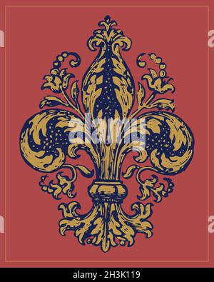 Florence, coat of arms with lily symbol, Italy, vector illustration ...