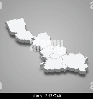 3d isometric map of Nord is a department in France, vector illustration ...