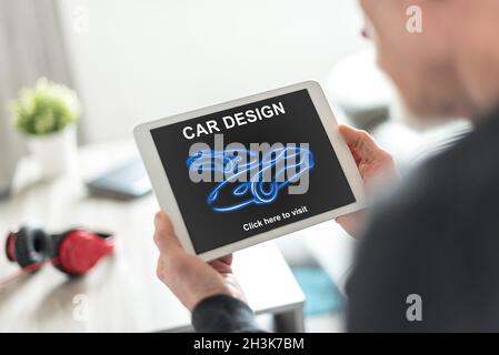 Tablet screen displaying a car design concept Stock Photo - Alamy
