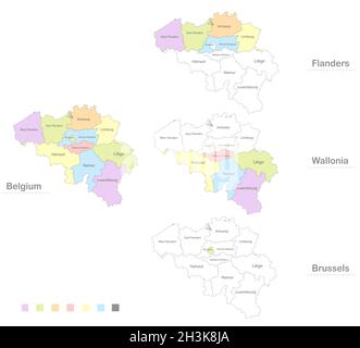 Flanders region, administrative map isolated on white background ...