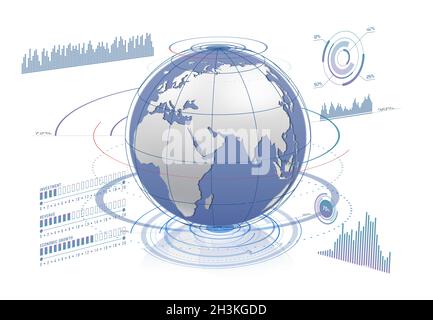 World diagrams and projections on a digital tablet Stock Photo - Alamy