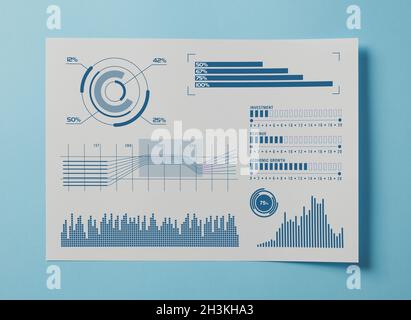 Charts and graphs on A4 page view from above Stock Photo - Alamy