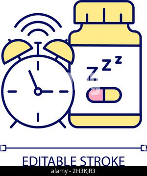 Pills for insomnia RGB color icon. Sleeping medication. Handling ...