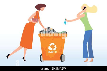 Trash sorting flat concept vector illustration. Waste management ...