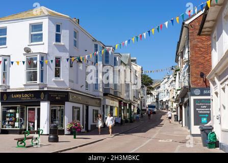 Shops hairdressers and other businesses on Fore street Seaton Devon ...