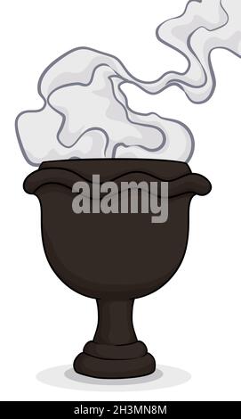 Traditional dark copal's censer with smoke and white space for your text, in cartoon style Stock ...