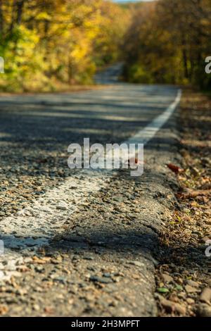 White solid line. Road markings on asphalt on the street Stock Photo ...
