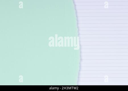 ragged white textured paper with copy space on green background Stock ...