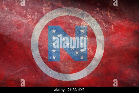 Top view of county of Noble, Ohio flag, USA no flagpole. Plane design ...