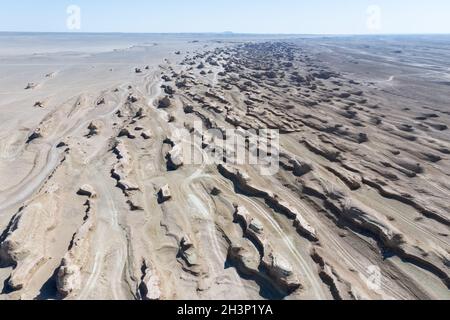 An aerial view of wind erosion terrain in Qinghai Stock Photo - Alamy